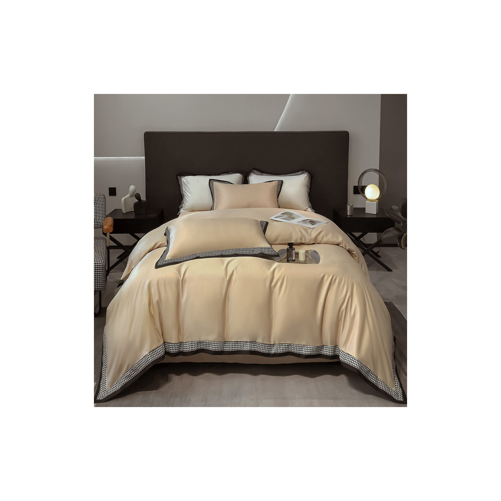 Pościel 160x200 luksusowa z falbanką w kratkę Cotton World gruba 3 ...